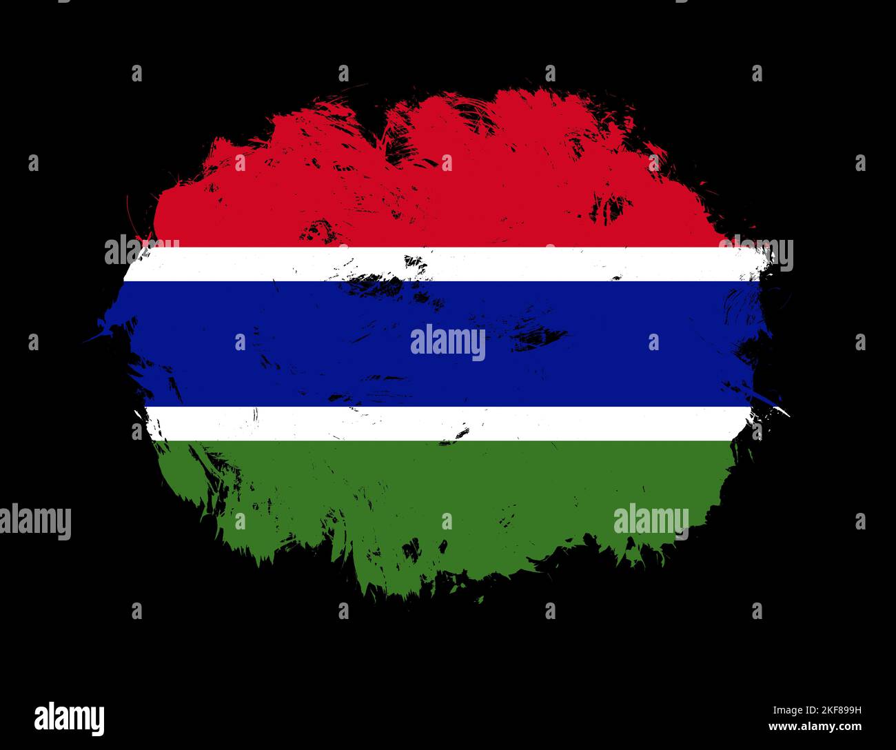 Gambia flag painted on black stroke brush background Stock Photo - Alamy