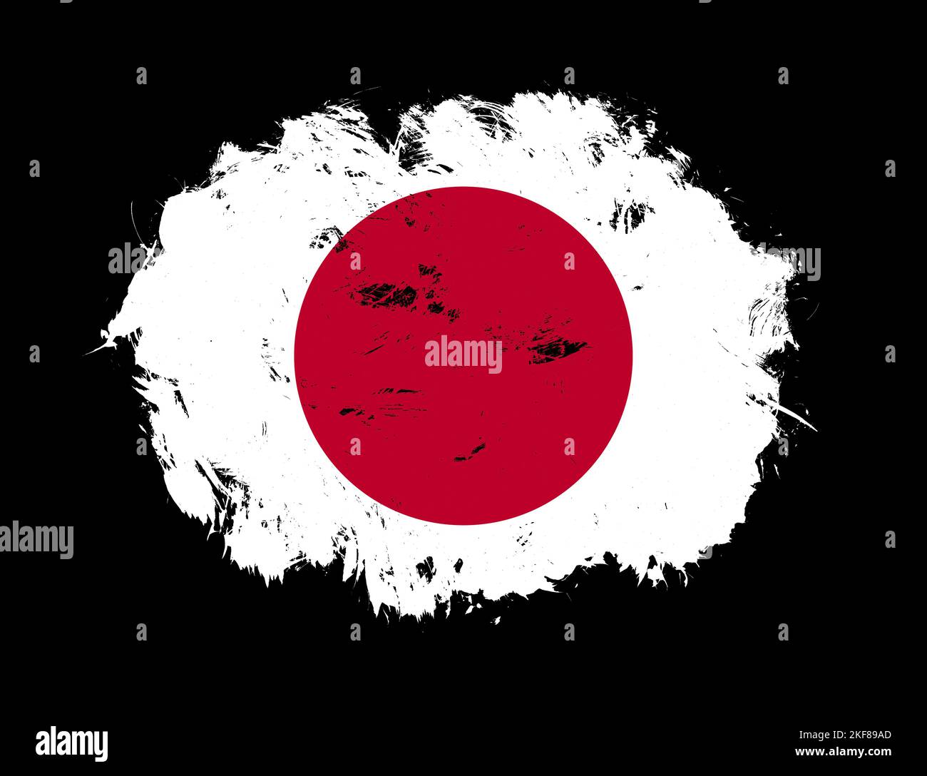 Japan flag painted on black stroke brush background Stock Photo - Alamy