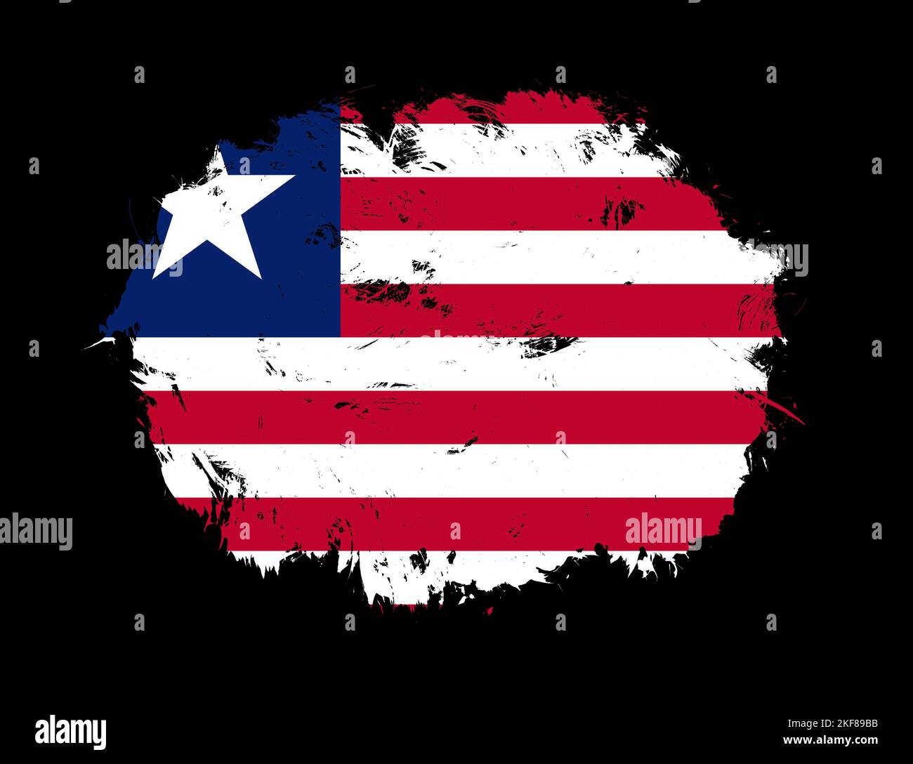 Liberia flag painted on black stroke brush background Stock Photo - Alamy