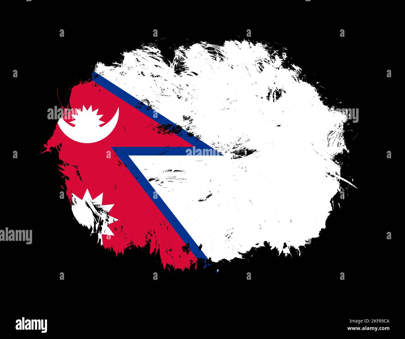 Nepal flag painted on black stroke brush background Stock Photo - Alamy