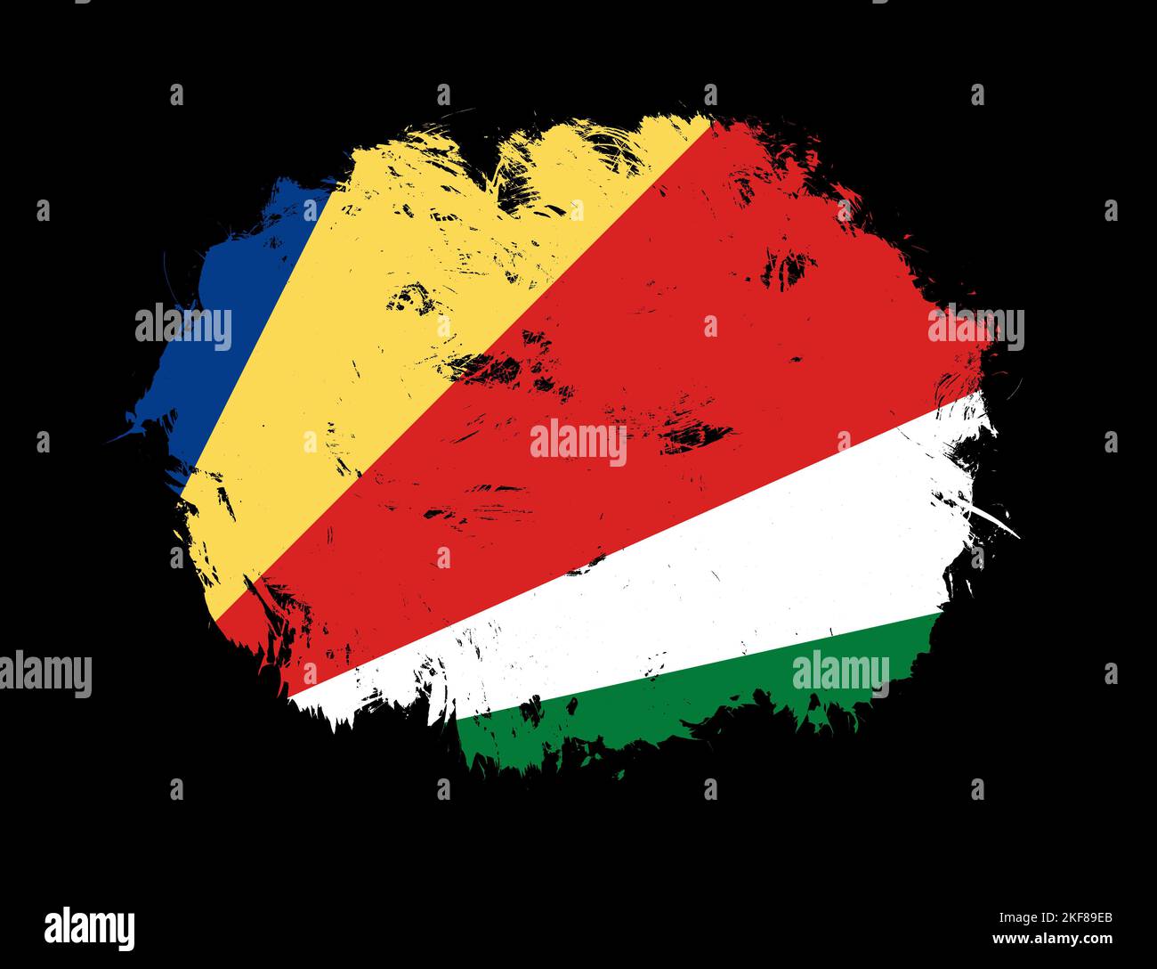 Seychelles flag painted on black stroke brush background Stock Photo ...