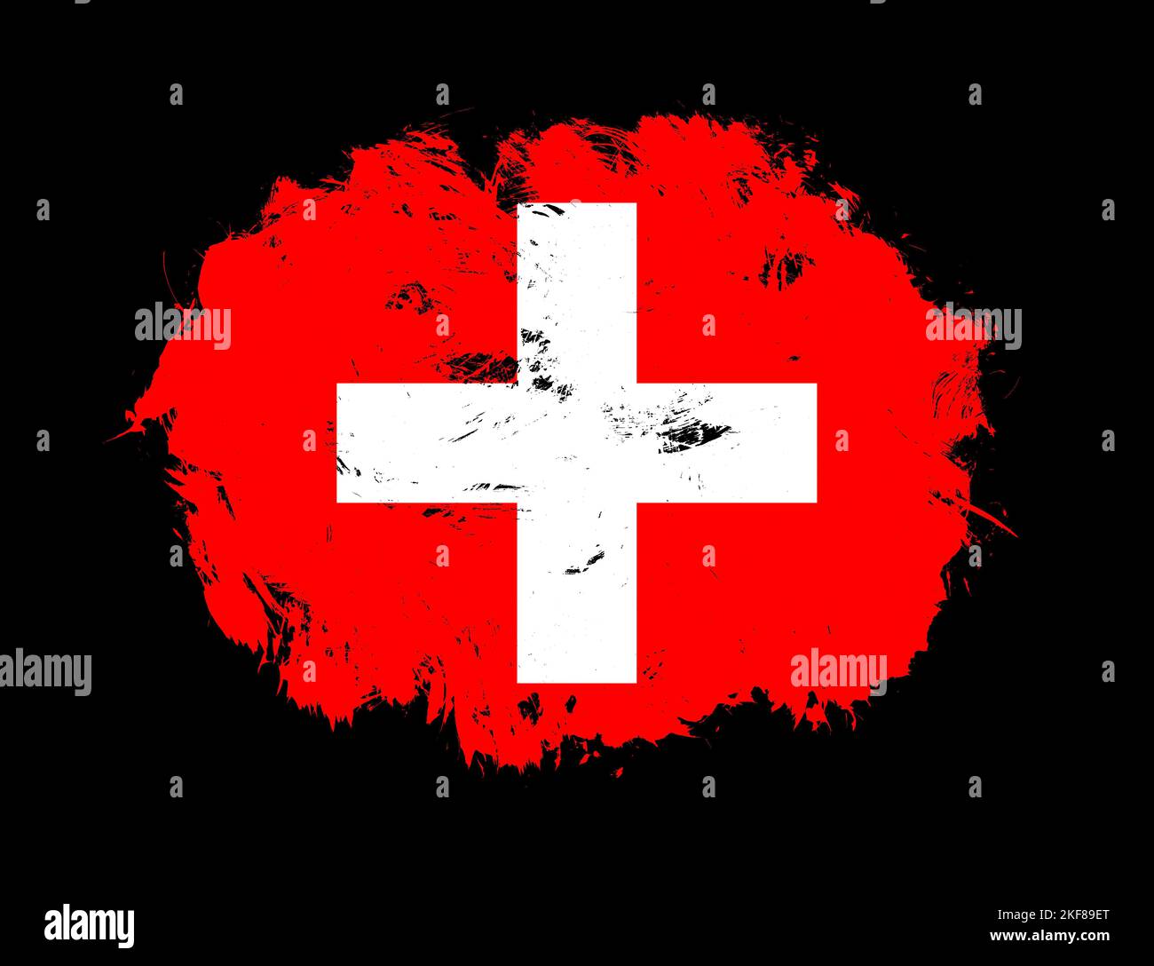 Switzerland flag painted on black stroke brush background Stock Photo ...