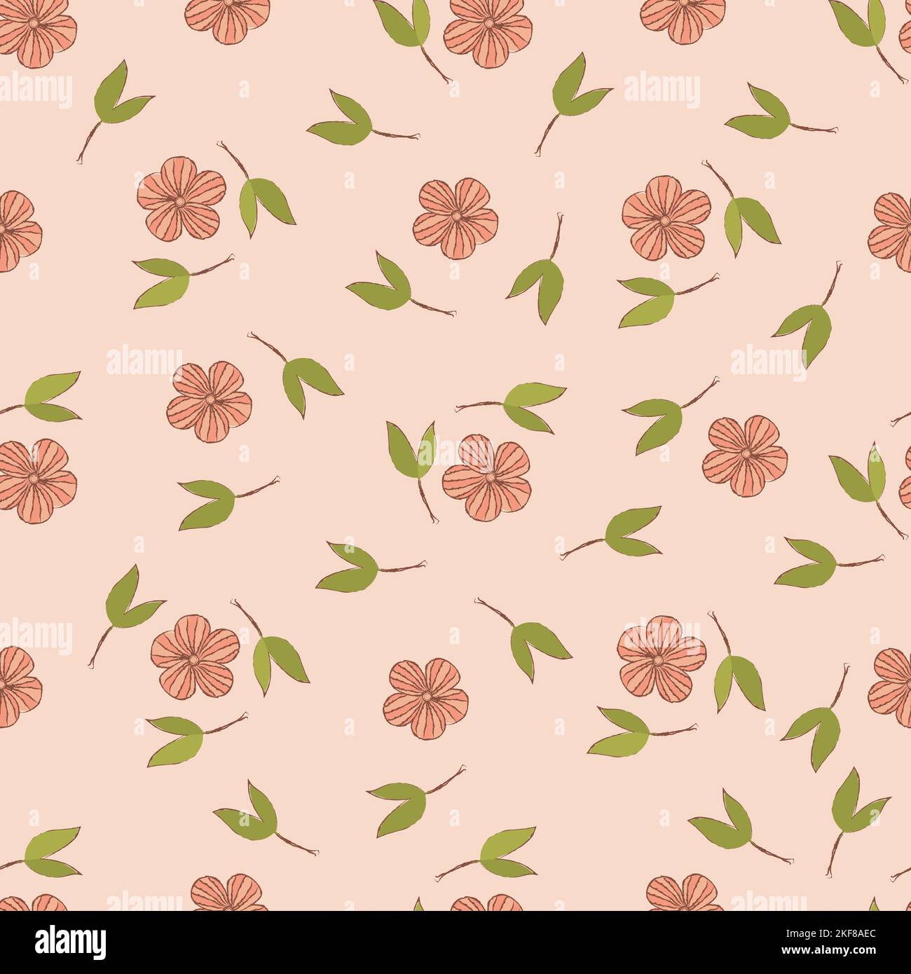 ABSTRACT FLOWERS Season Nature Spring Holiday Cartoon Seamless Pattern ...