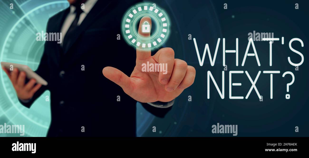 Handwriting text Whats Next Question. Business showcase Expecting Any ...