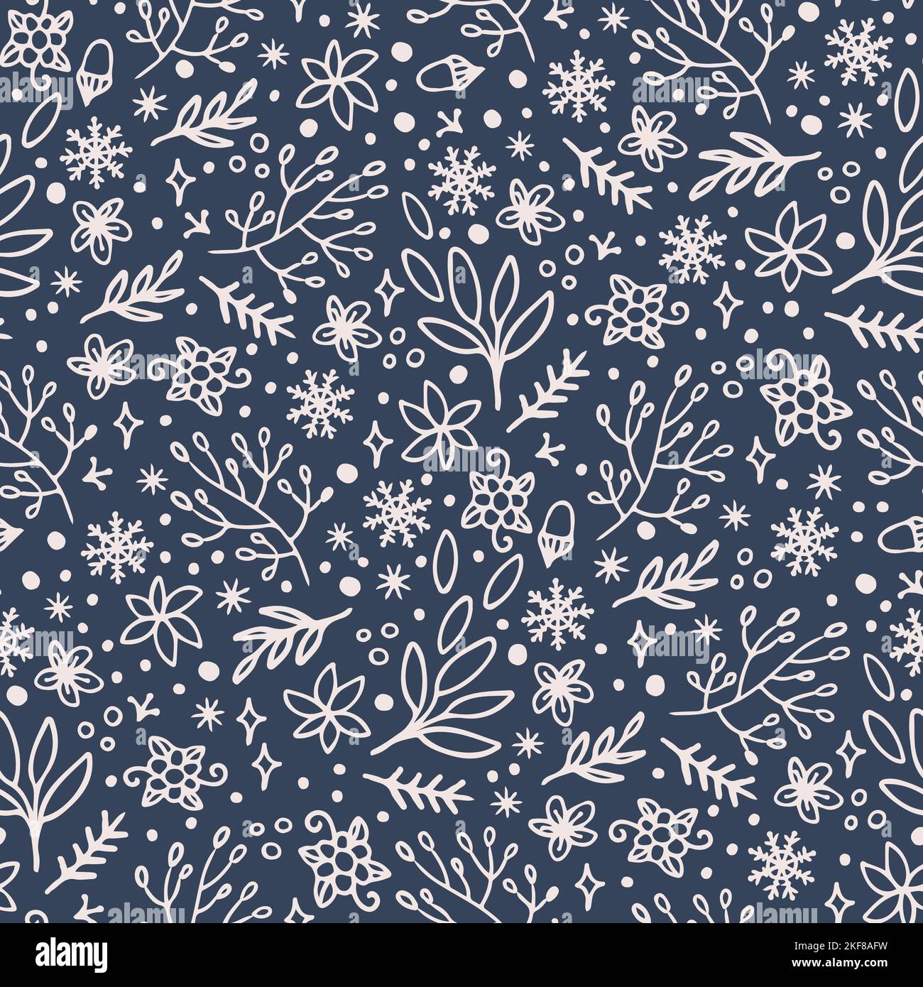 ABSTRACT HYGGE CHRISTMAS New Year Winter Holiday Floral Hand Drawn ...