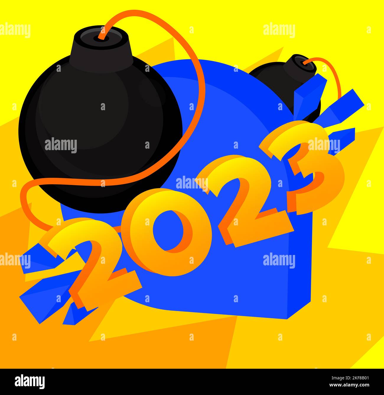 Number 2023 with Bomb. Cartoon Vector Illutration Stock Vector Image ...