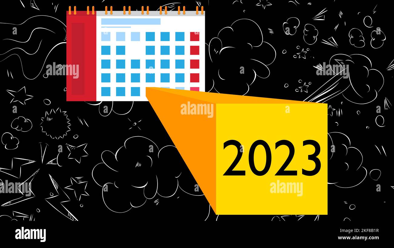 Number 2023 with Calendar. Cartoon vector illustration Stock Vector ...