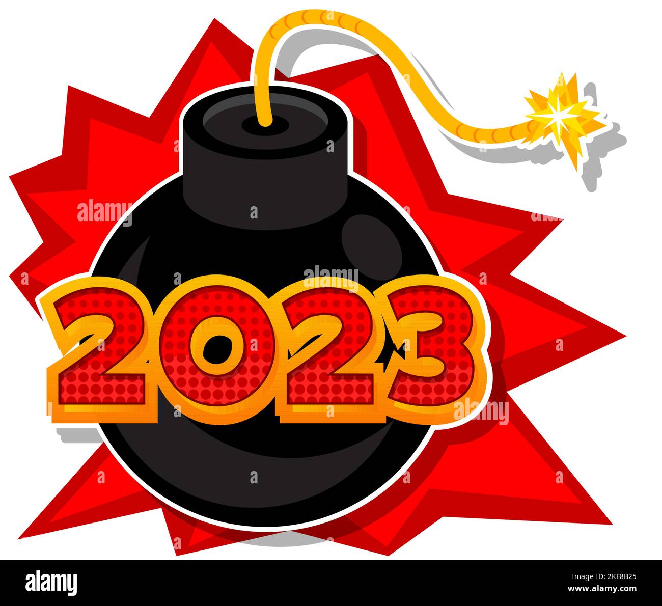 Number 2023 with Bomb. Cartoon Vector Illutration Stock Vector Image ...
