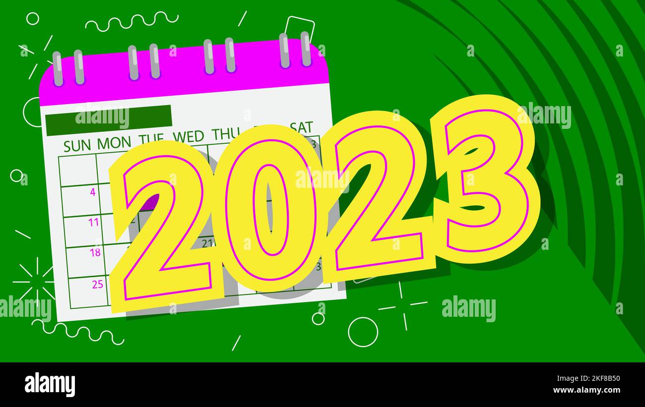 Number 2023 with Calendar. Cartoon vector illustration Stock Vector ...