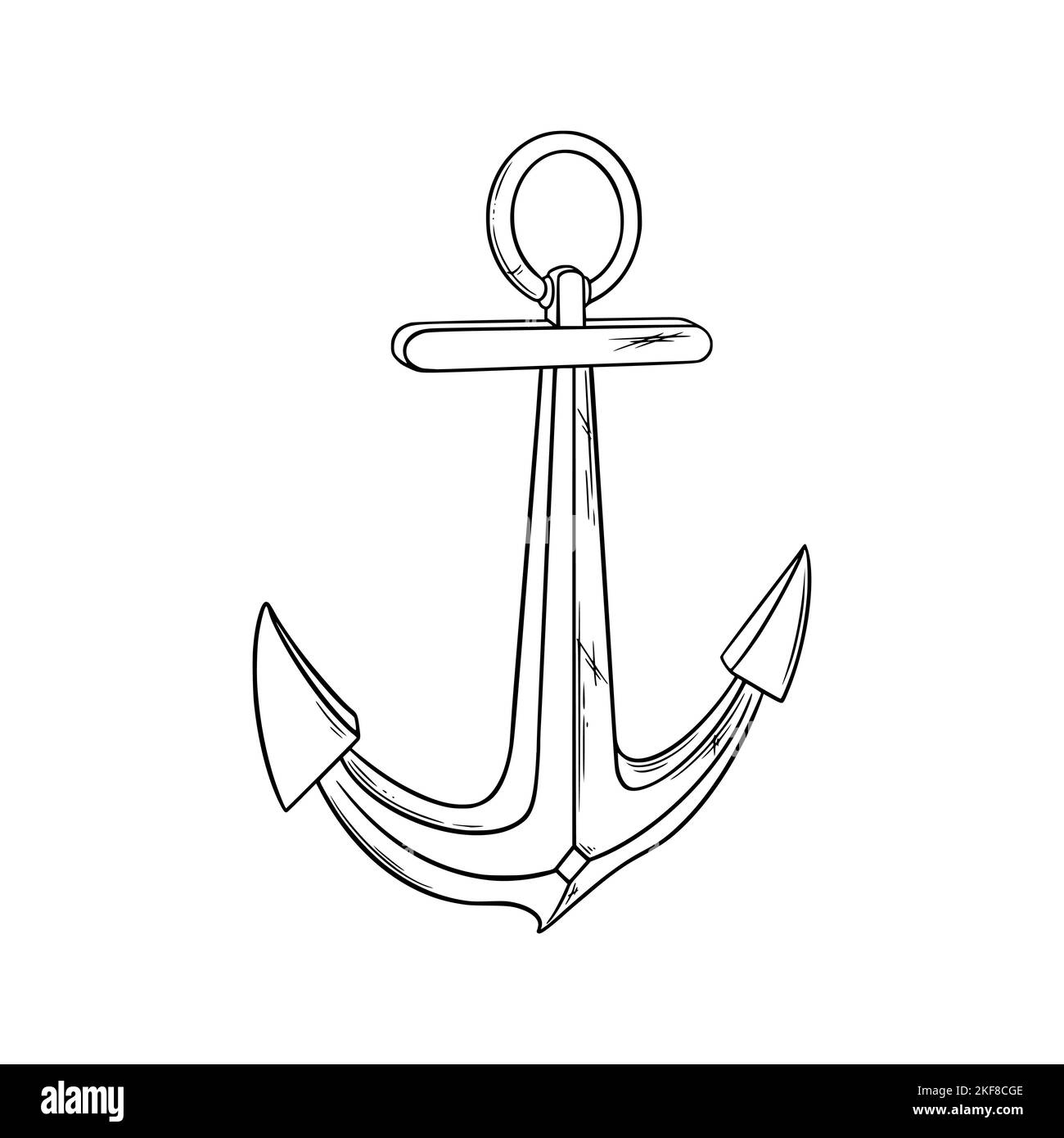 Marine anchor sketch. Metal anchor as a symbol of sea adventures ...