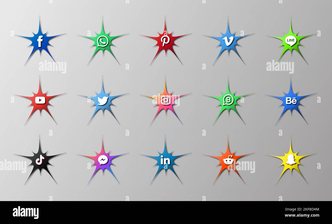Set of gradient style social icons, realistic social button vector, set ...