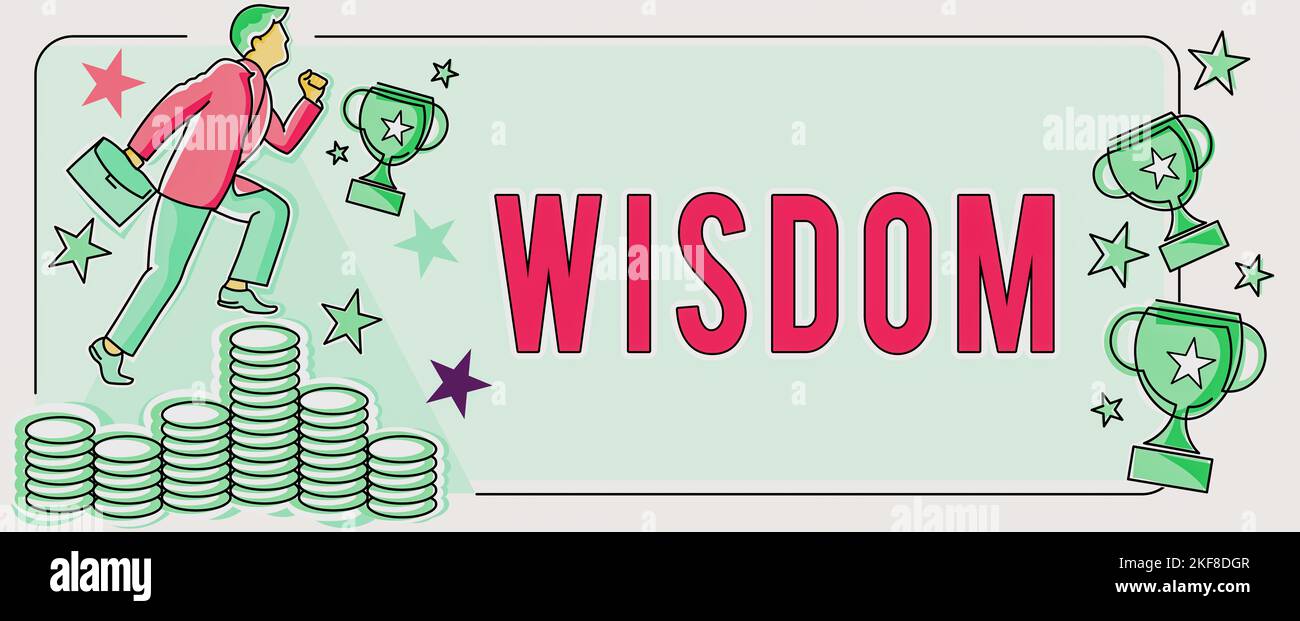 Conceptual display Wisdom. Concept meaning body of knowledge and ...