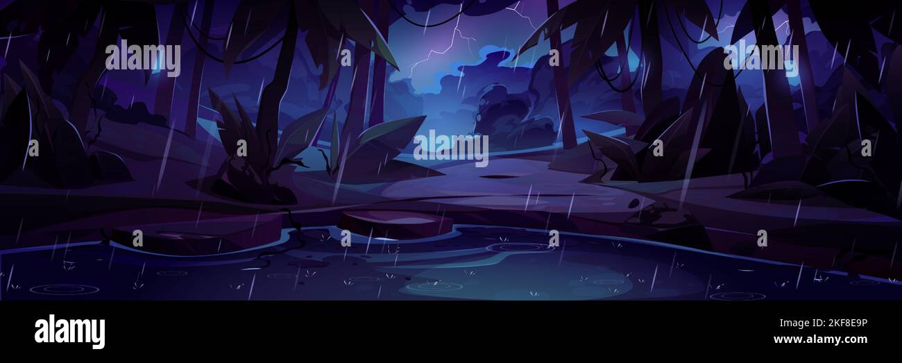 Lightning and rain rainforest Stock Vector Images - Alamy