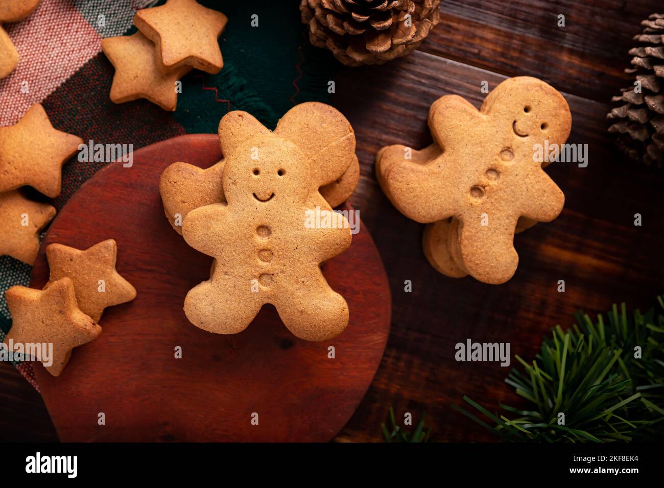 Homemade gingerbread men cookies and star shaped cookies, traditionally ...