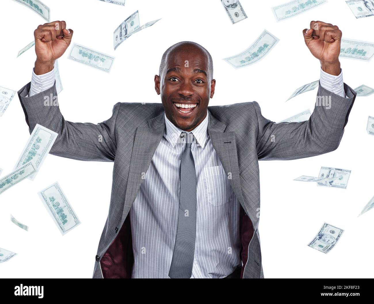 Good business always pays. Cropped portrait of a businessman cheering ...