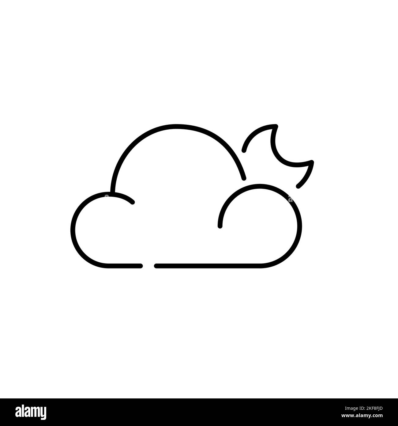 Partly cloudy night. Weather forecast. Pixel perfect simple line icon ...