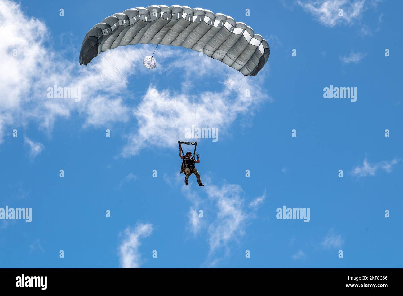 A U.S. Air Force Pararescue men assigned to the 38th Rescue Squadron ...