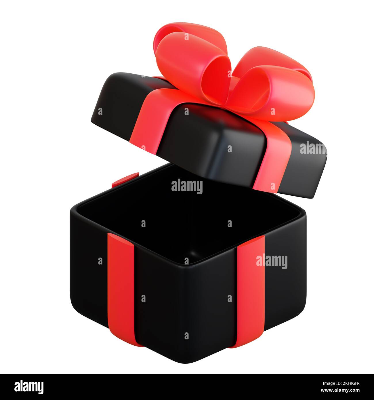 Realistic black gift box with red ribbon bow. Concept of abstract ...