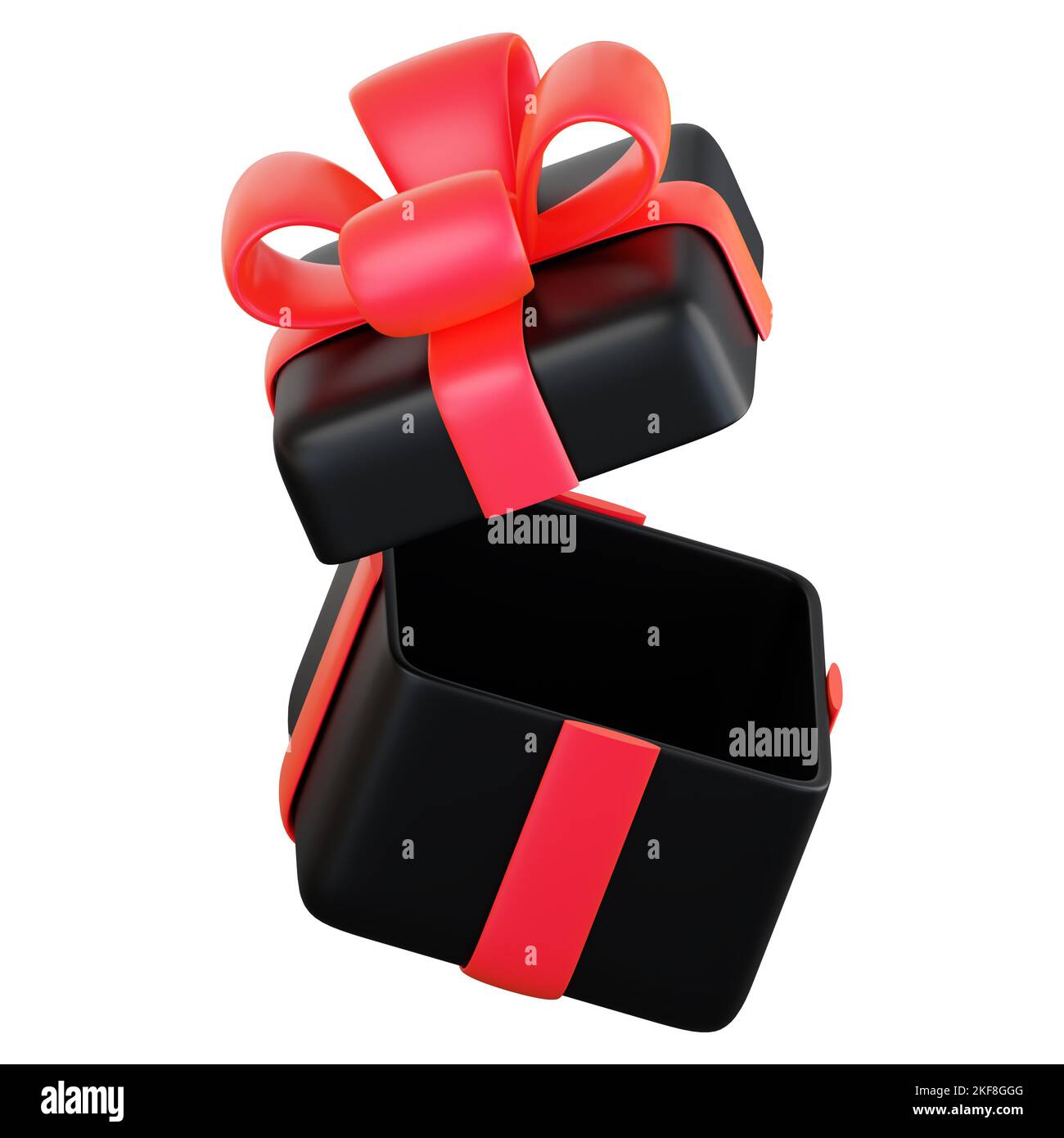 Realistic black gift box with red ribbon bow. Concept of abstract ...