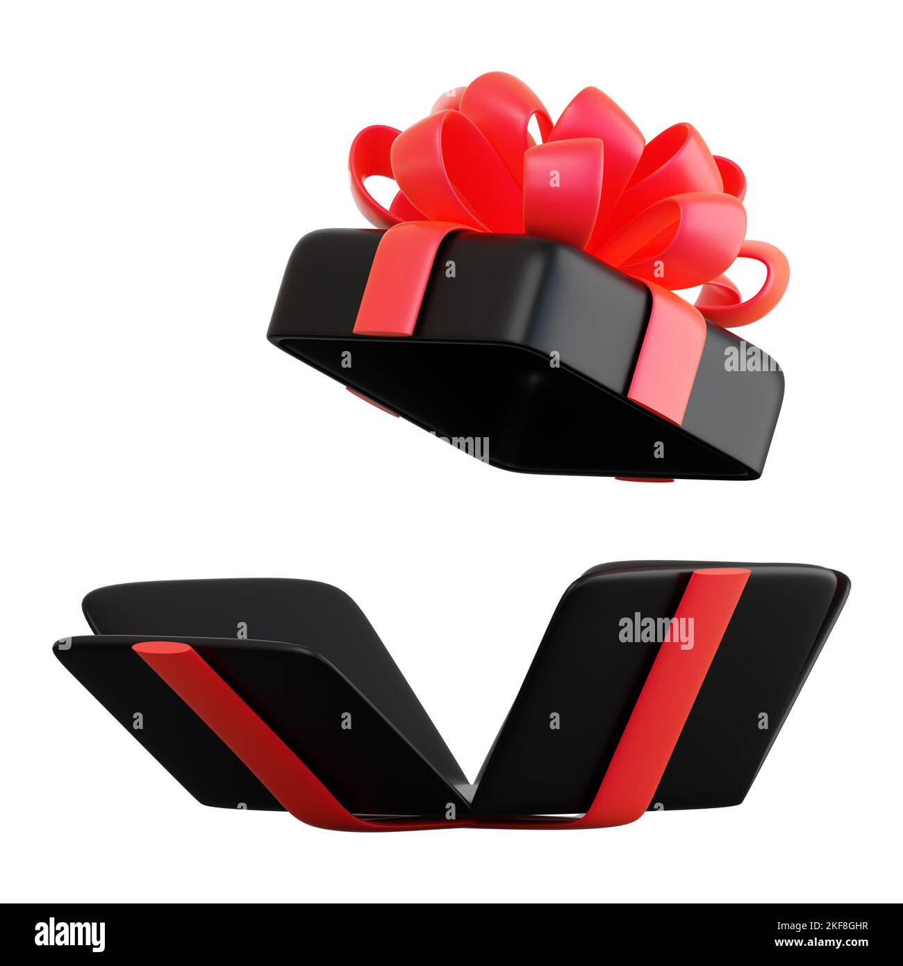 Realistic black gift box with red ribbon bow. Concept of abstract ...