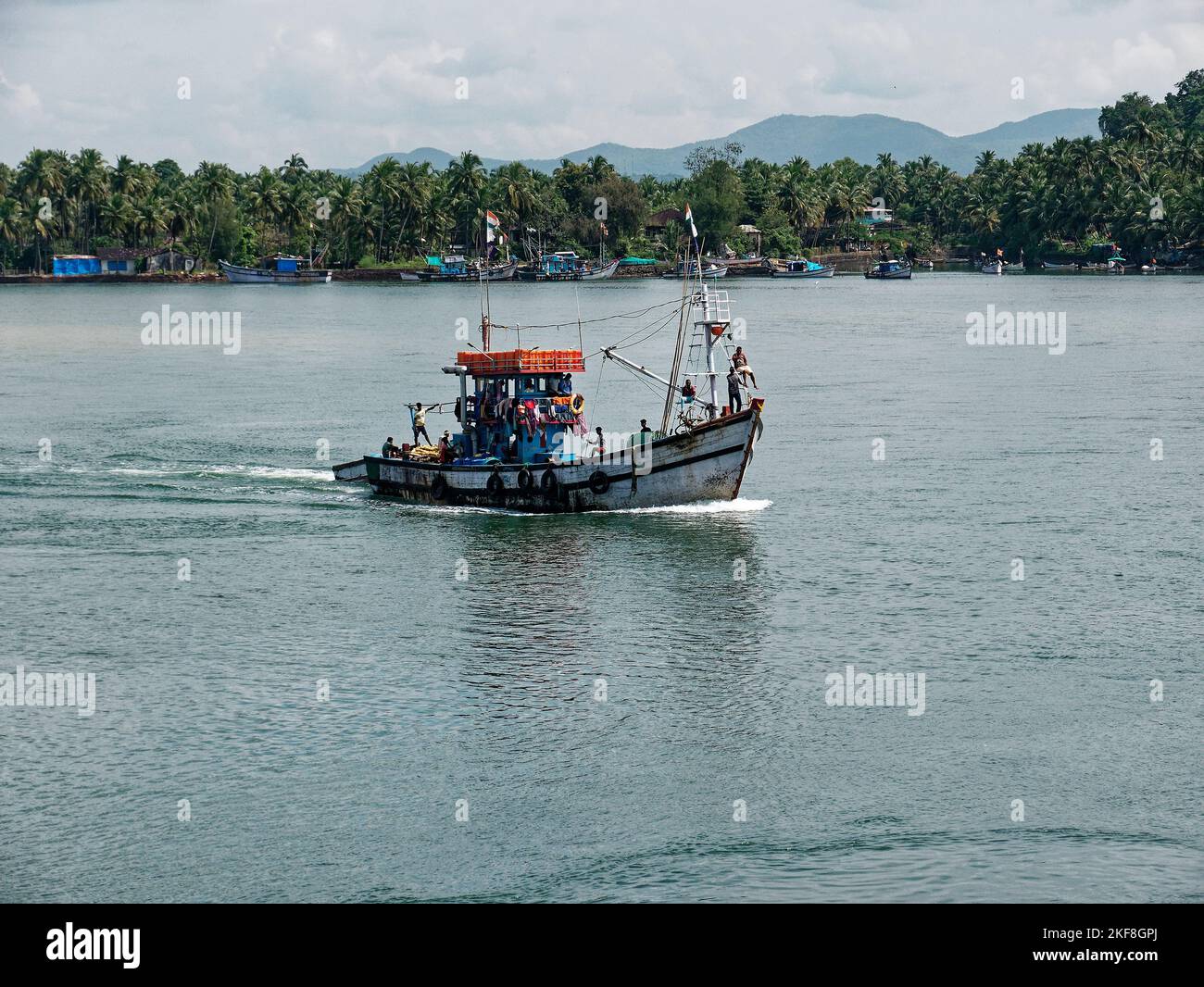 Fishing trawler entering at Betul beach jetty in state Goa India 10 14 ...
