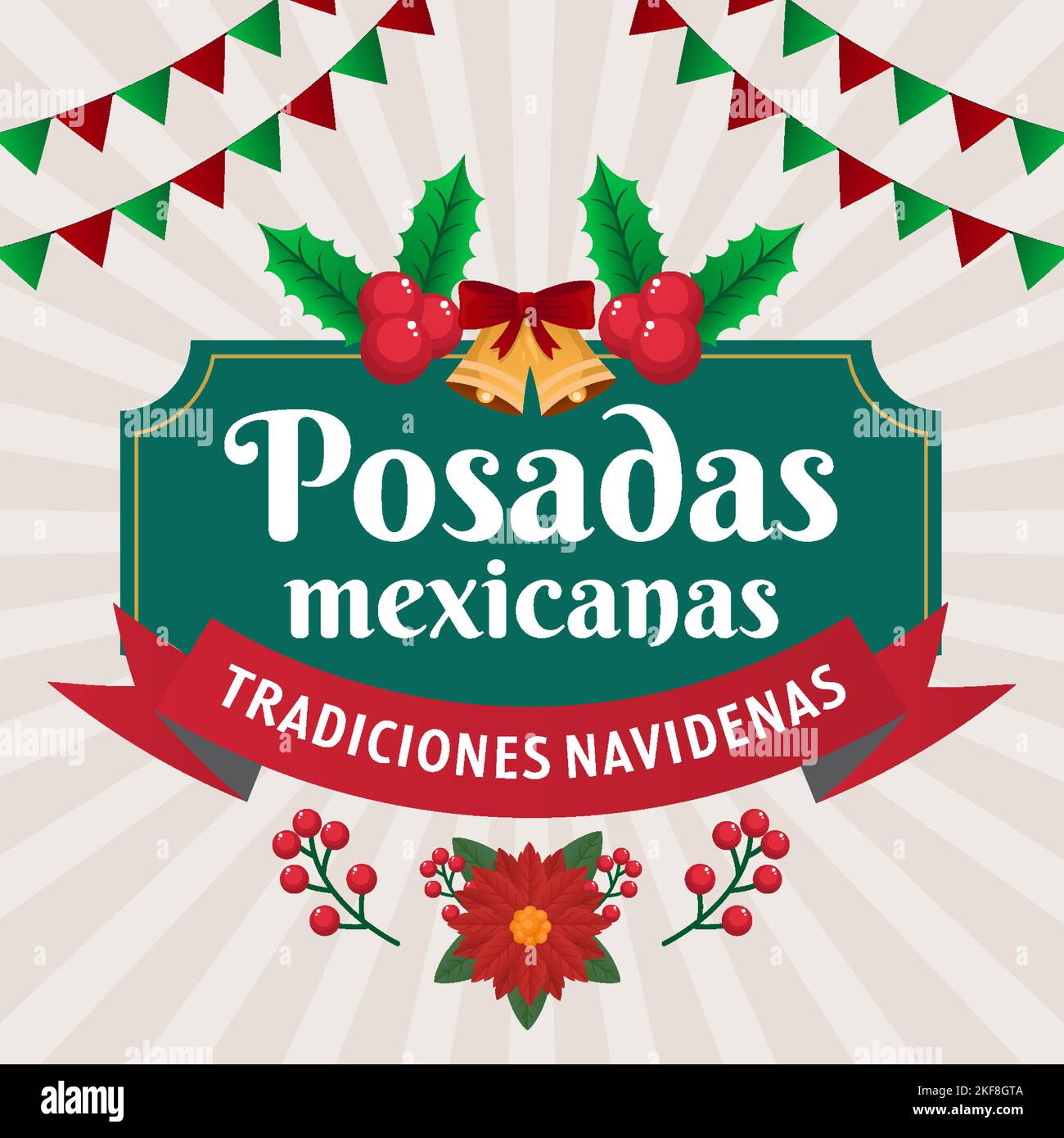 vintage design posadas mexicanas greeting illustration Stock Vector ...