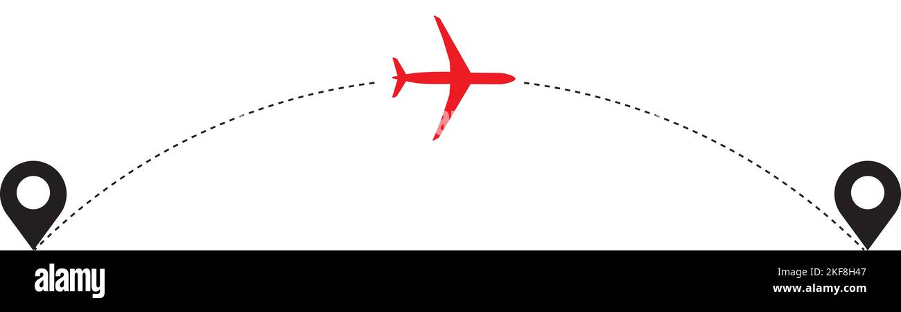 A vector of airplane flight route with line trace isolated in white ...