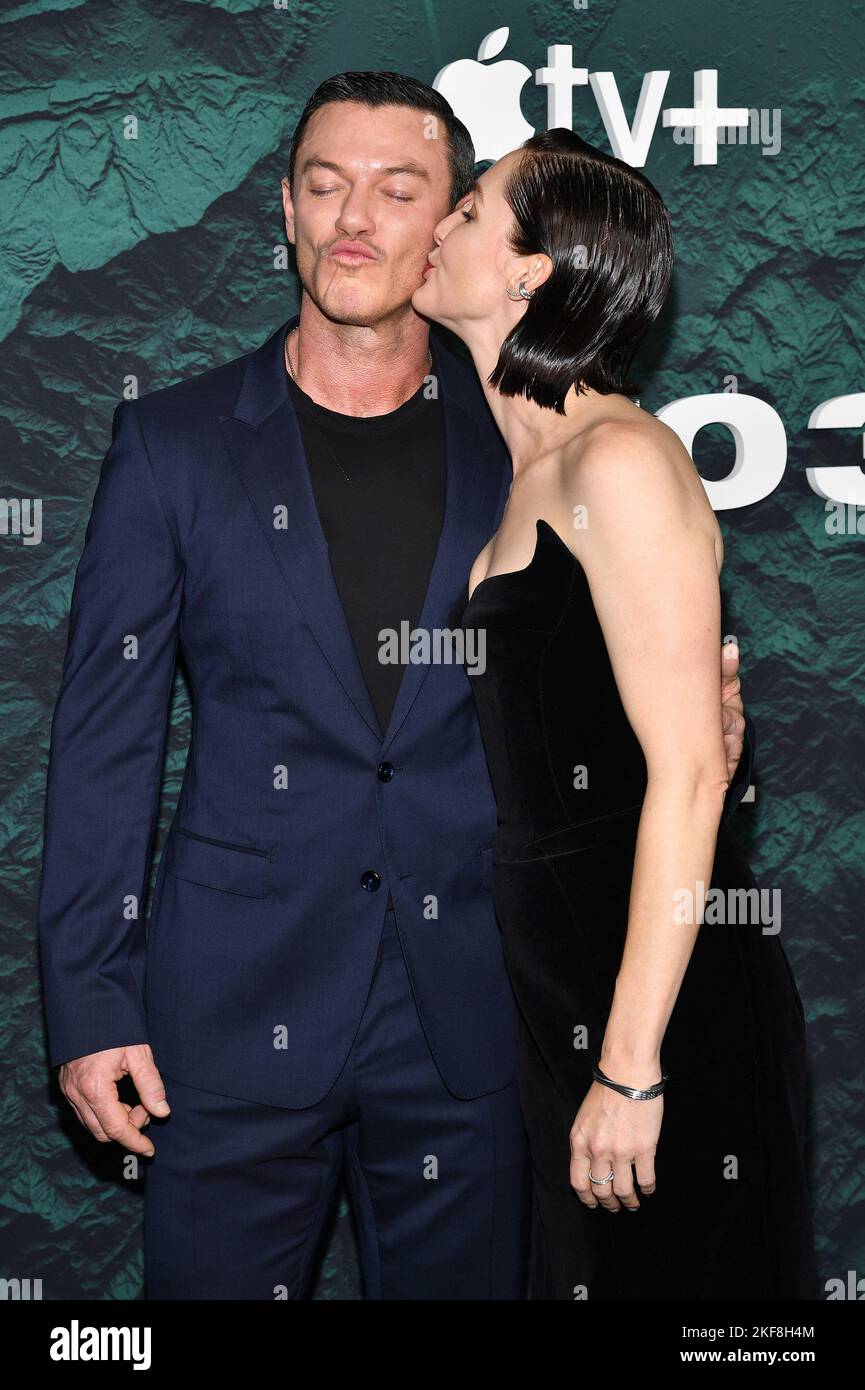 (L-R) Luke Evans and Jessica Ann Collins attend Apple TV+'s "Echo 3 ...