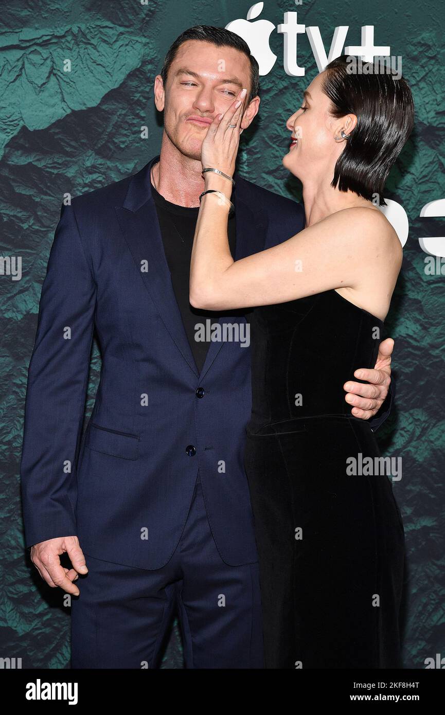 (L-R) Luke Evans and Jessica Ann Collins attend Apple TV+'s "Echo 3 ...