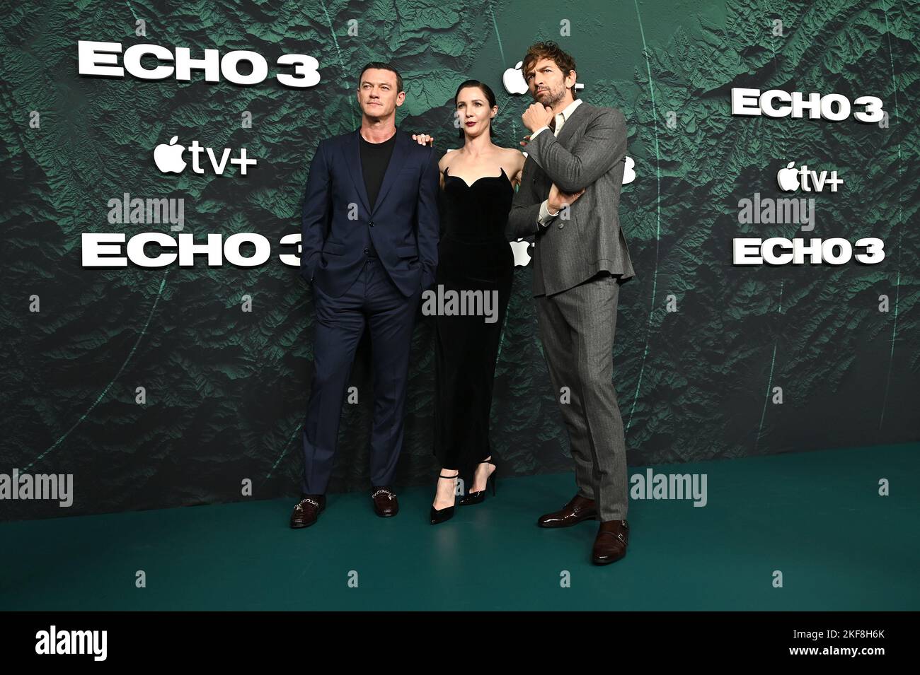 (L-R) Luke Evans, Jessica Ann Collins and Michiel Huisman attend Apple ...