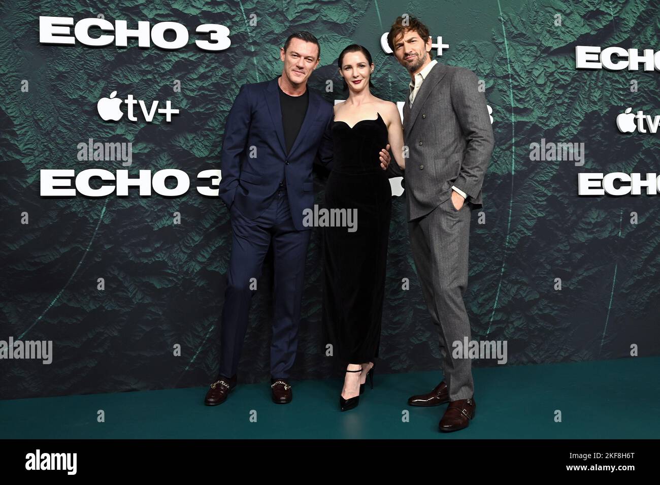 (L-R) Luke Evans, Jessica Ann Collins and Michiel Huisman attend Apple ...