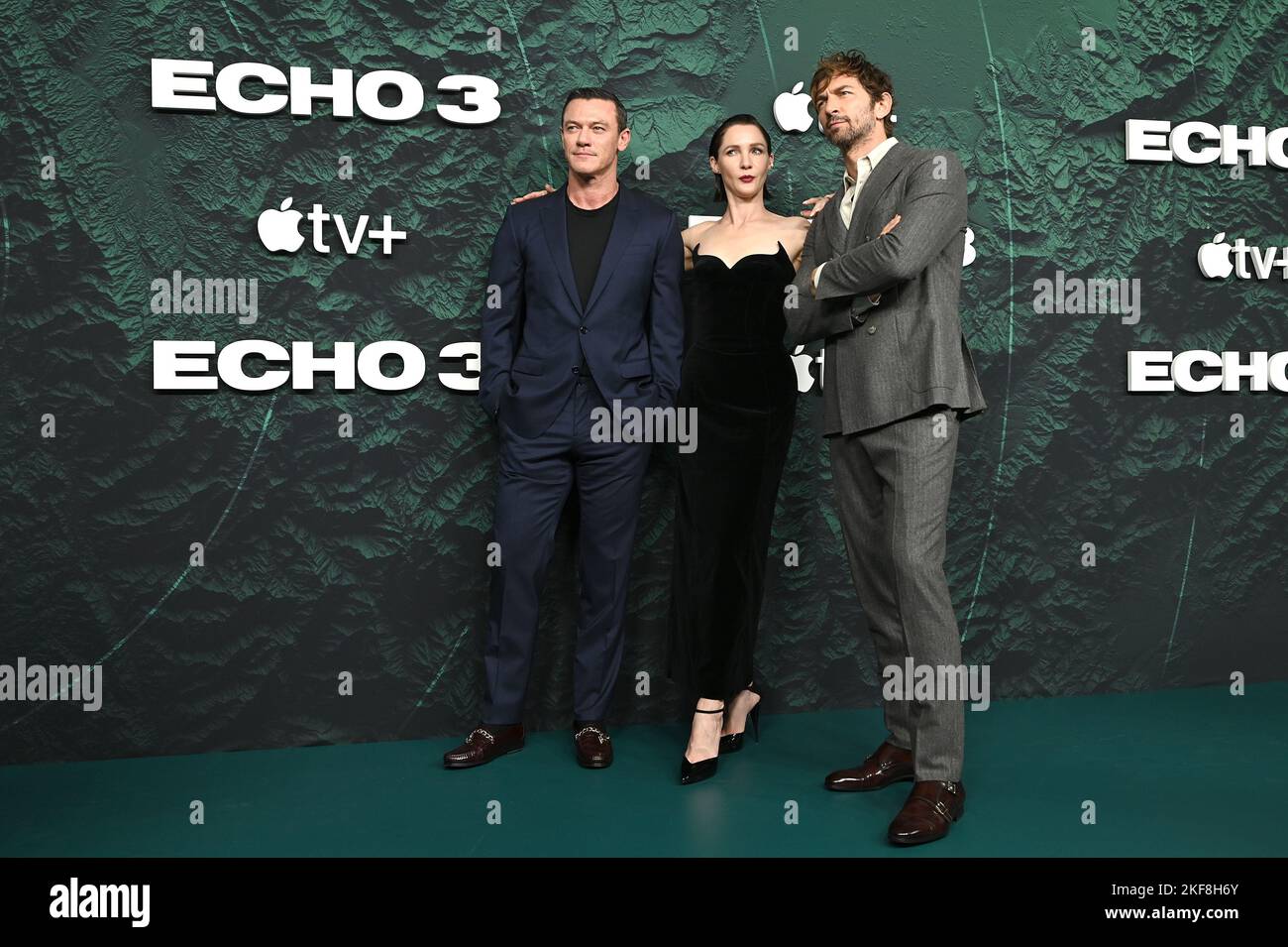 (L-R) Luke Evans, Jessica Ann Collins and Michiel Huisman attend Apple ...