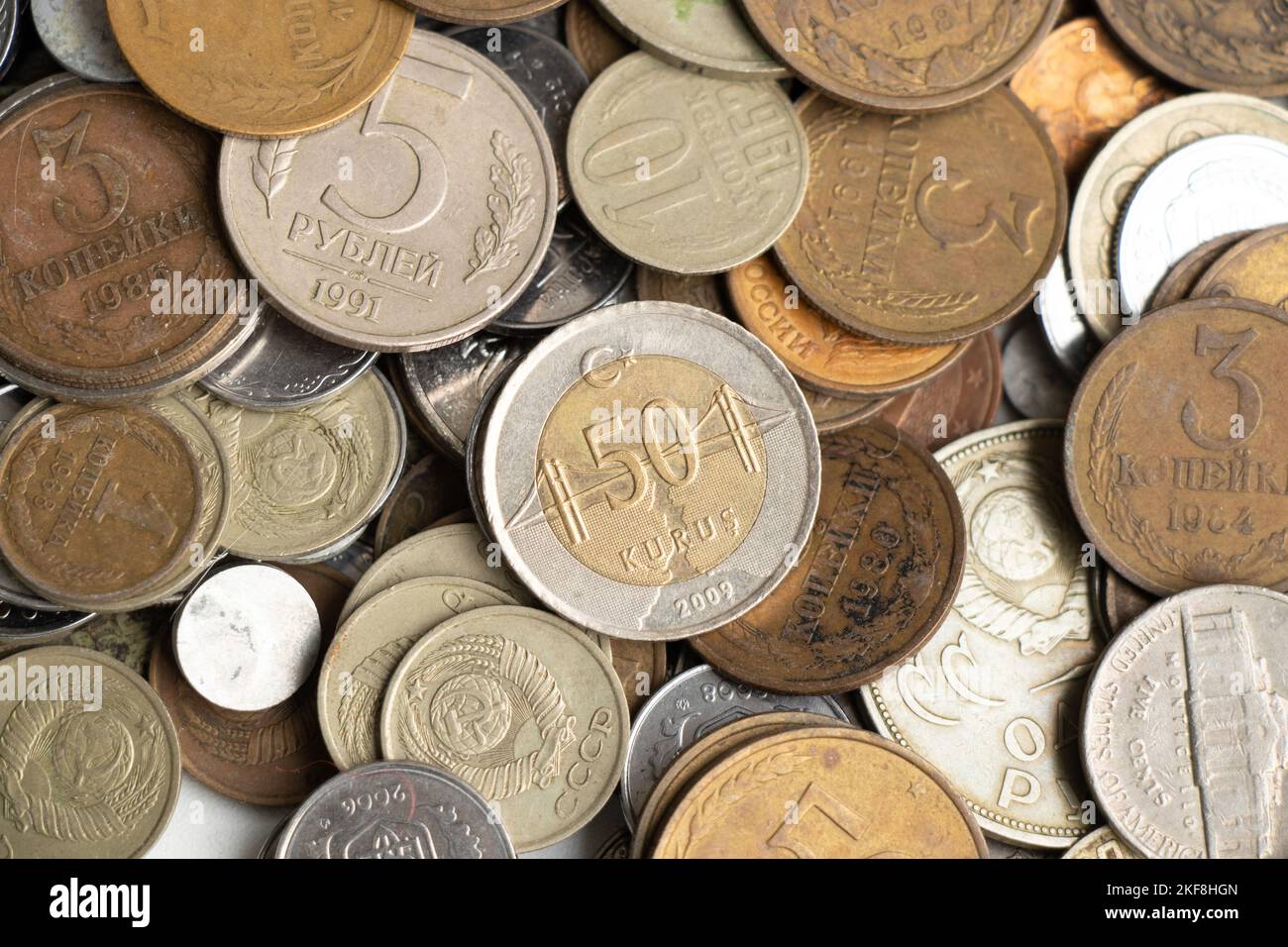 collection of coins from around the world at different times as a ...