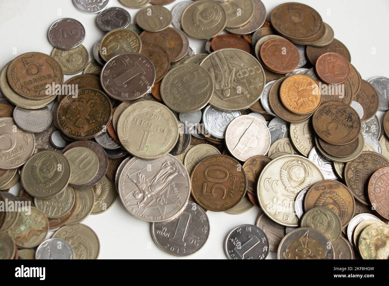 collection of coins from around the world at different times as a ...
