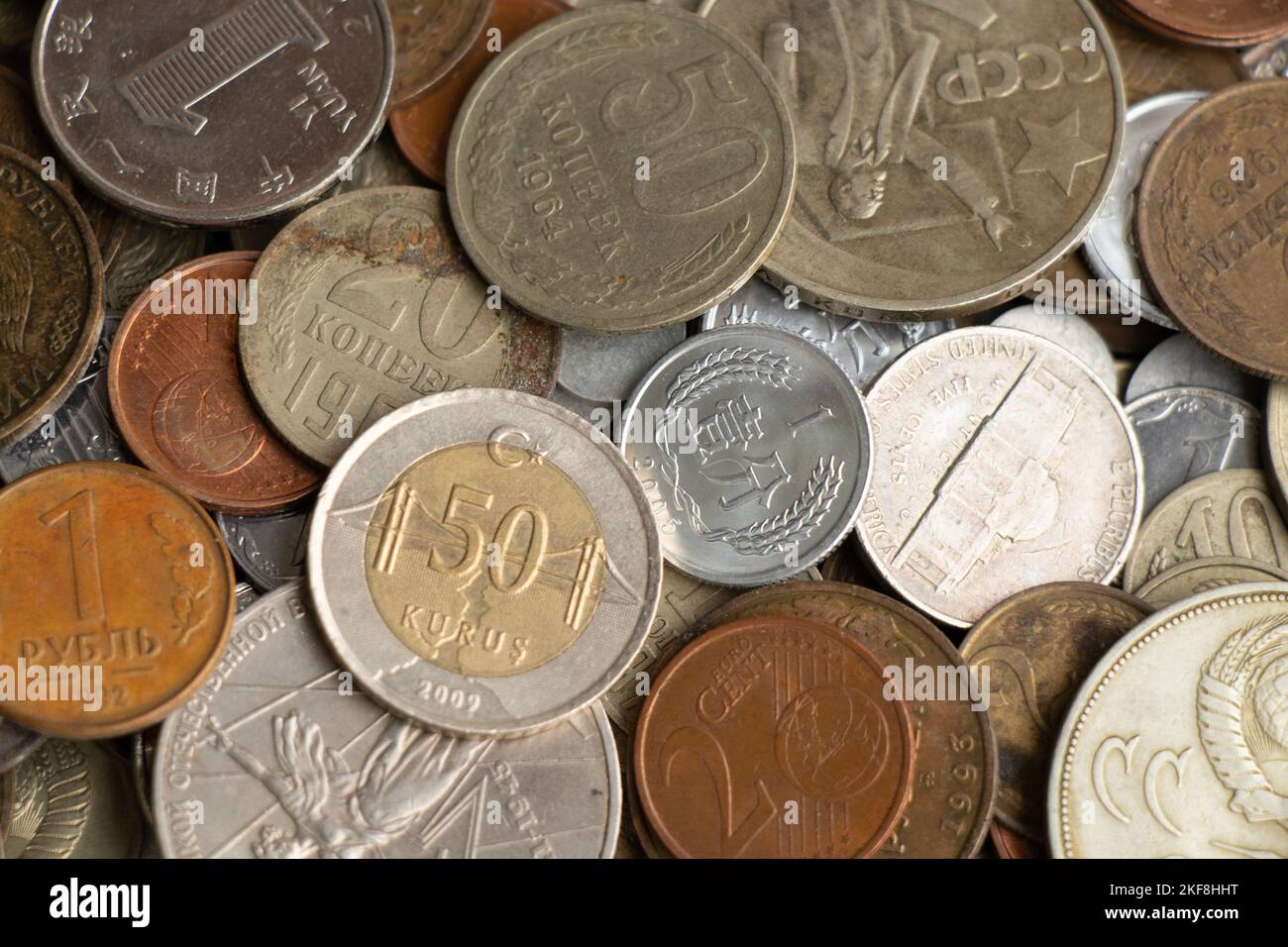 collection of coins from around the world at different times as a ...