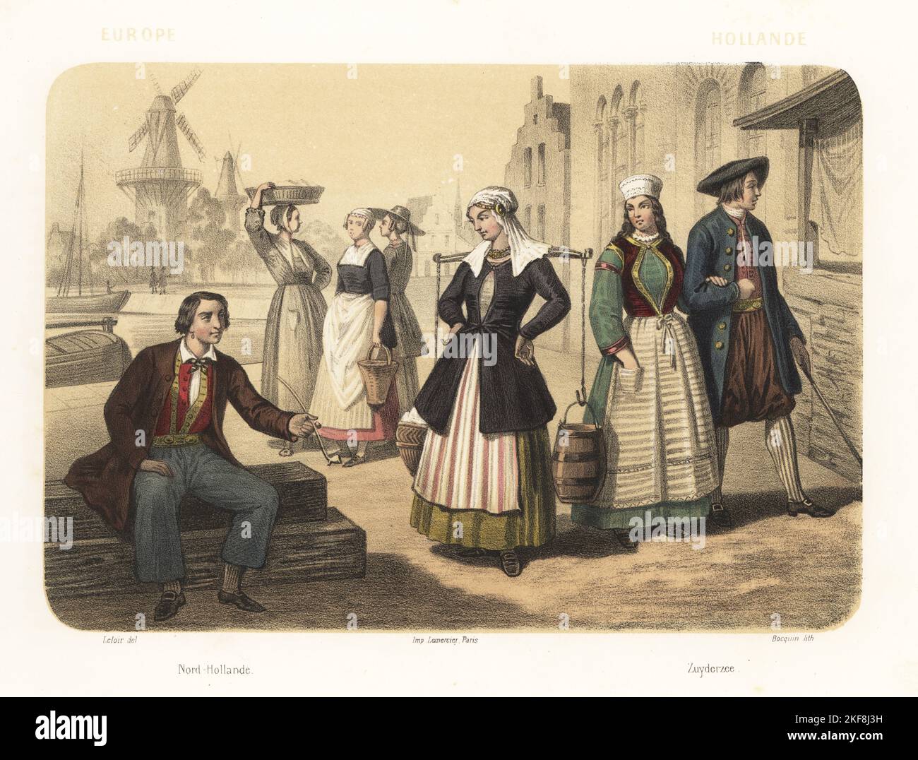 Costumes of the Netherlands, 1858. Man of north Holland with tobacco ...