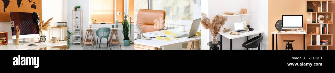 Collage of modern office interiors Stock Photo - Alamy