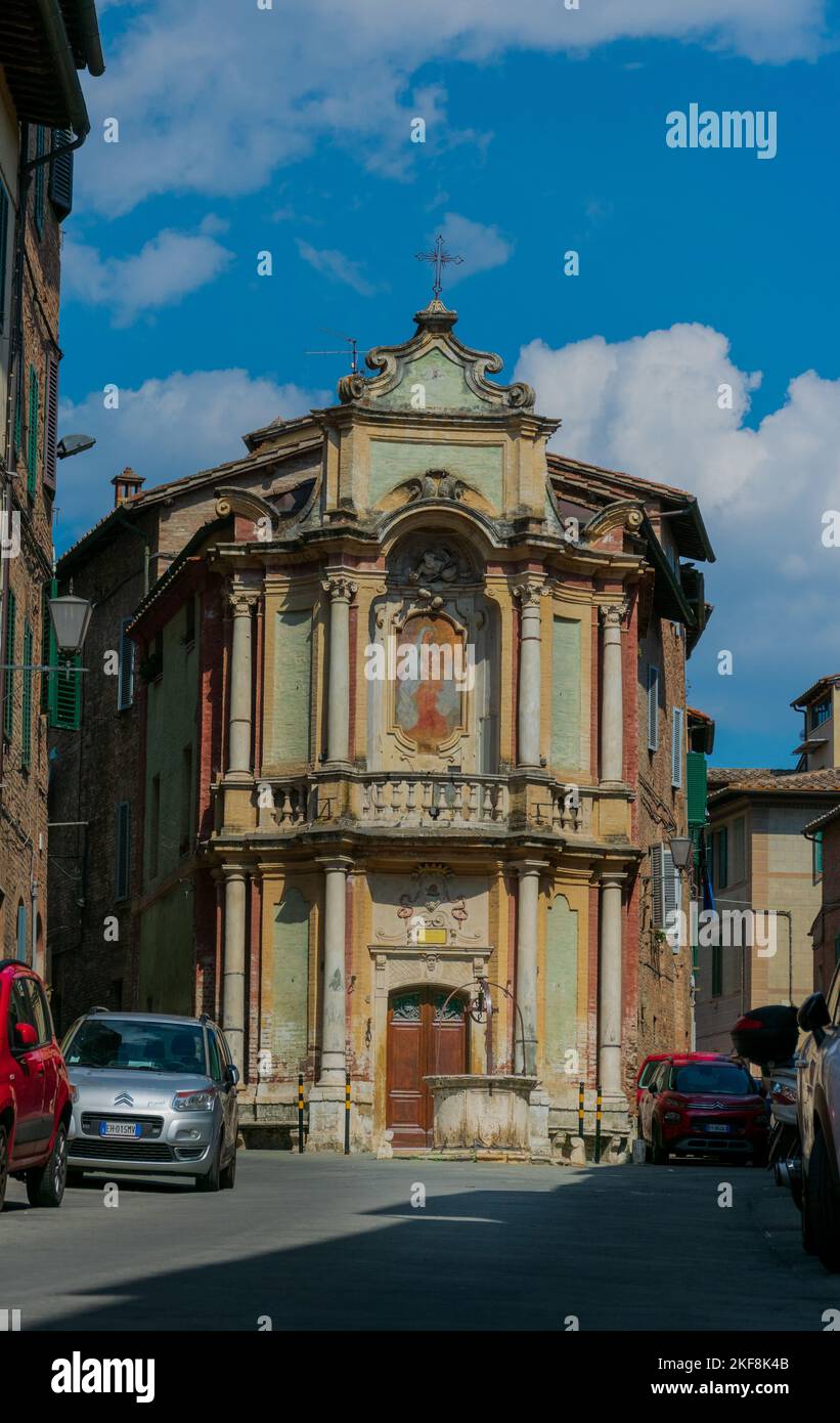 A vertical shot of the Madonna del Rosario Roman Catholic Chapel in ...