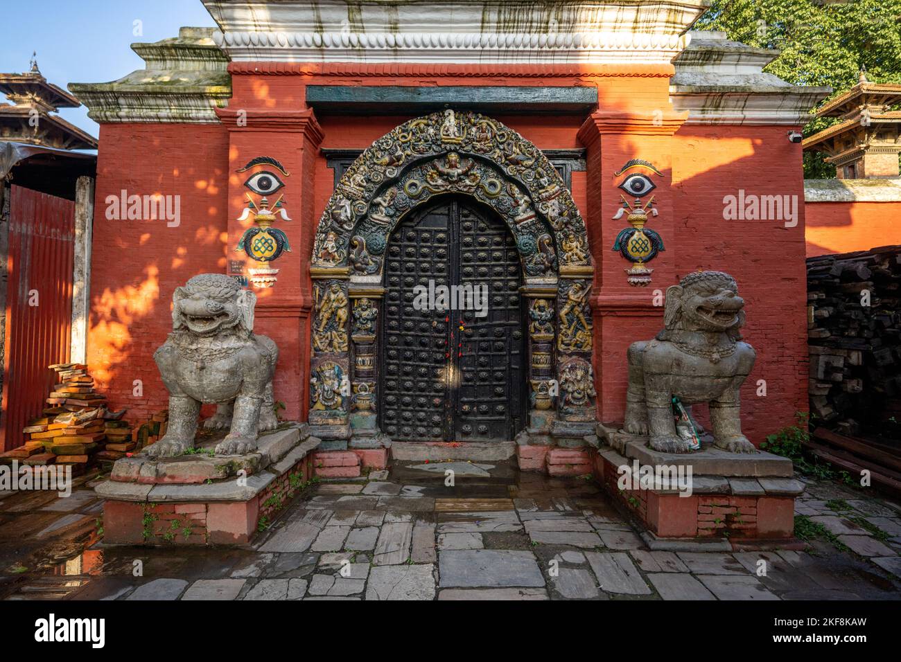 A Taleju temple entrance with lion statues in Kathmandu Stock Photo - Alamy