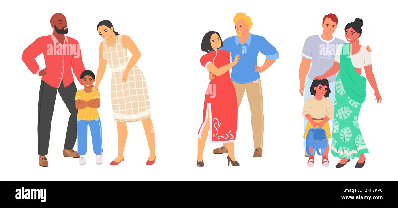 International couple vector. People from different countries loving ...