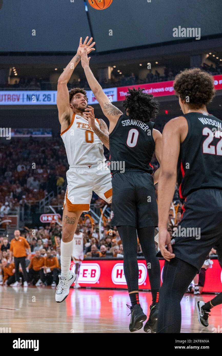 Texas, USA. 16th Nov, 2022. Timmy Allen #0 of the Texas Longhorns in action vs the Gonzaga ...