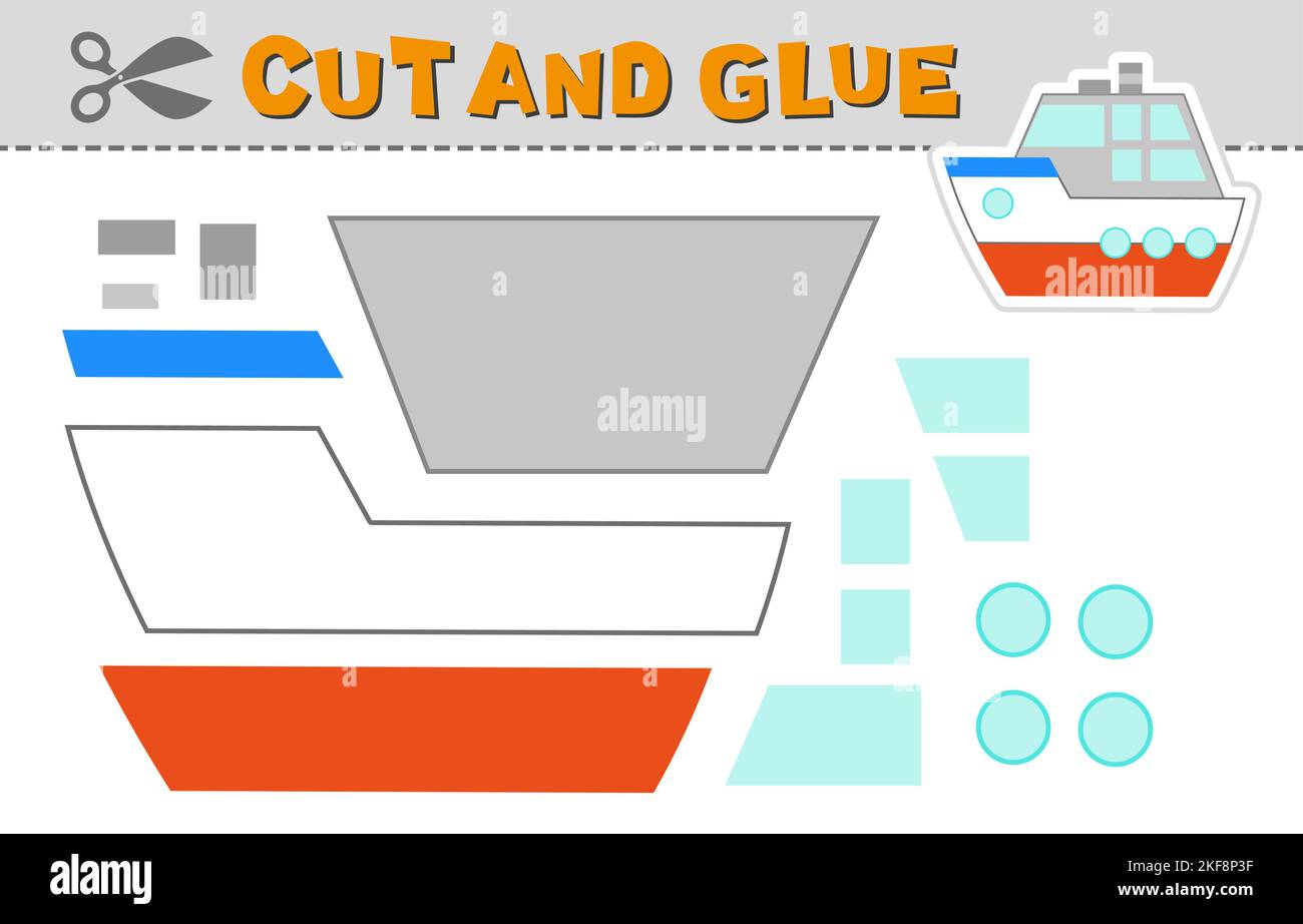 Cut and glue. Vector illustration of a cruise ship. Paper game for ...