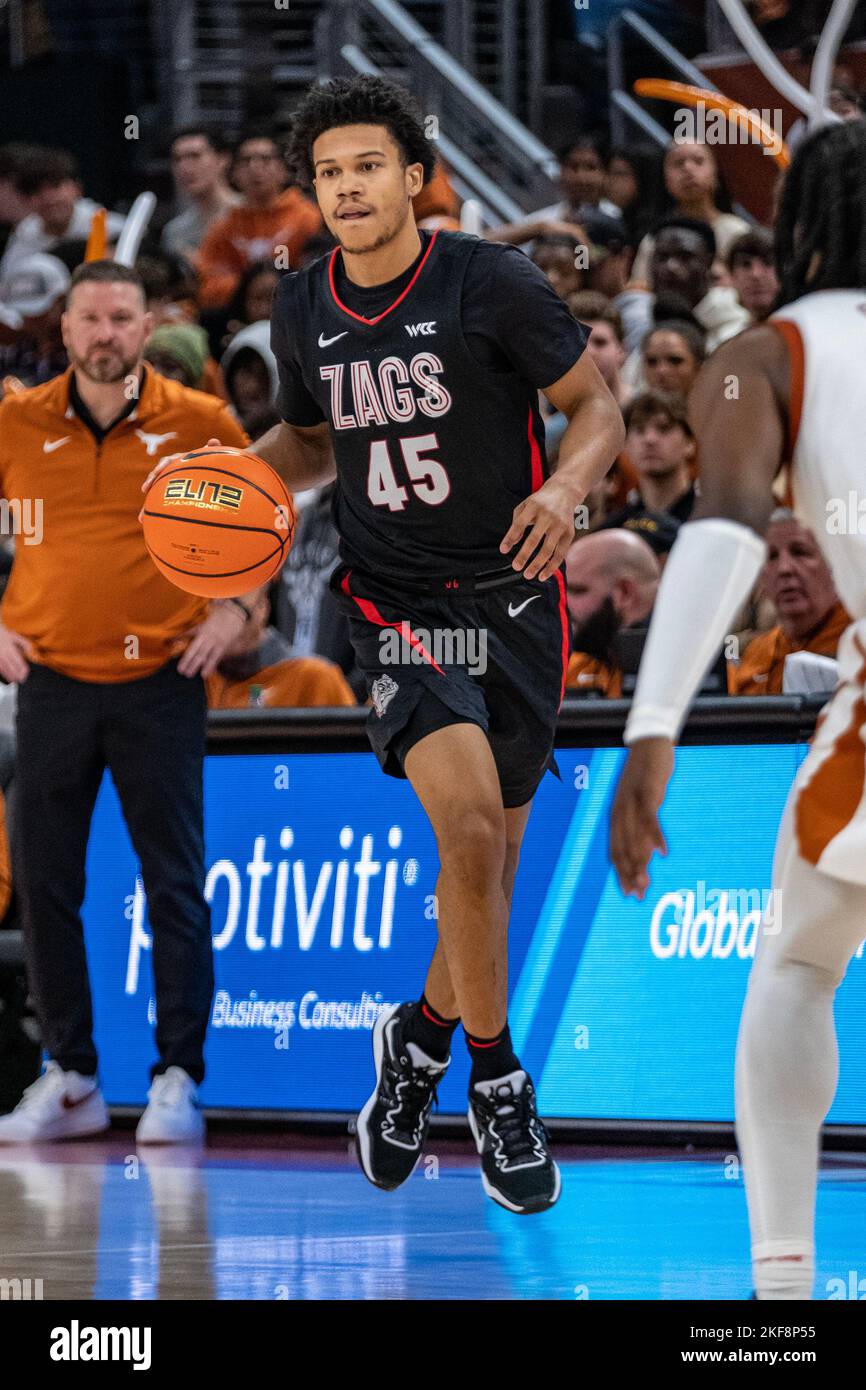 Nov 16, 2022. Rasir Bolton #45 of the Gonzaga Bulldogs vs the Texas ...