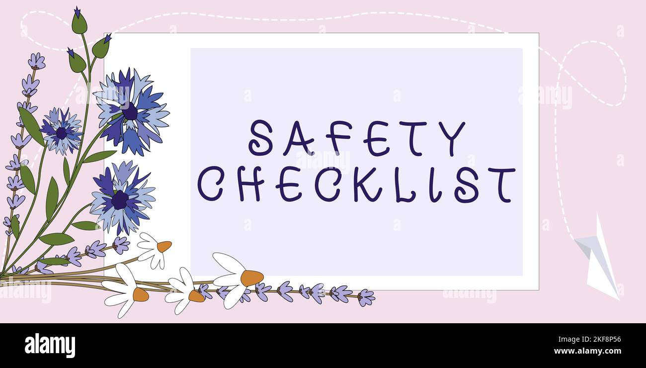 Text sign showing Safety Checklist. Business concept list of items you ...