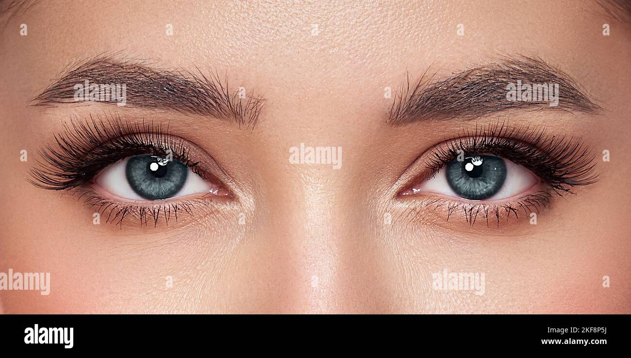 Female Eye with Extreme Long False Eyelashes. Eyelash Extensions ...