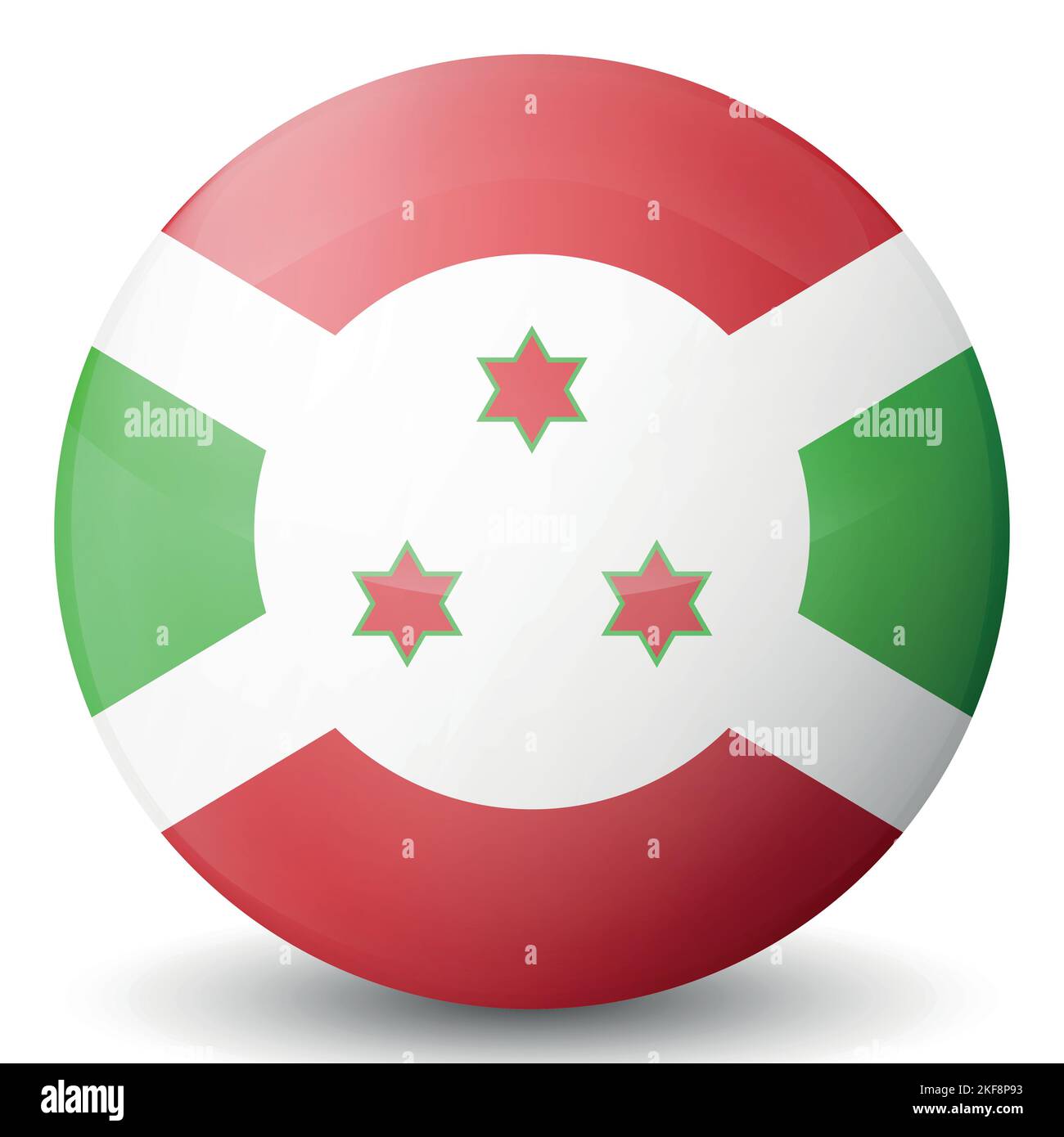 Round icon with flag of Burundi. Glass light ball, sticker, sphere ...