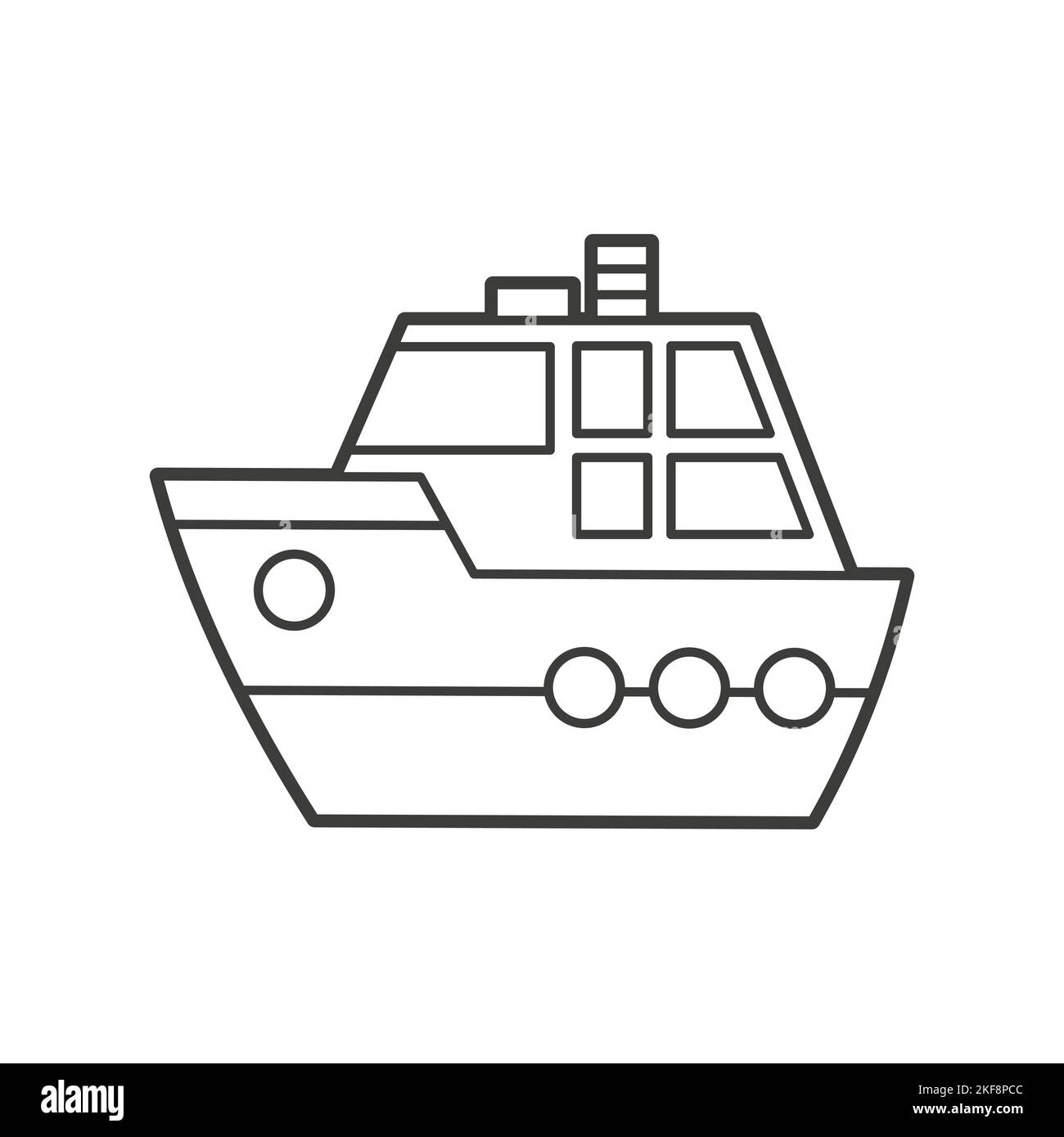 Vector Illustration of an cruise ship. Icon style with black outline ...
