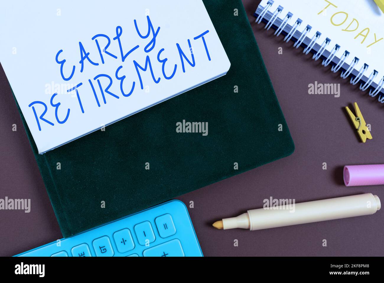 Conceptual caption Early Retirement. Conceptual photo practice of ...