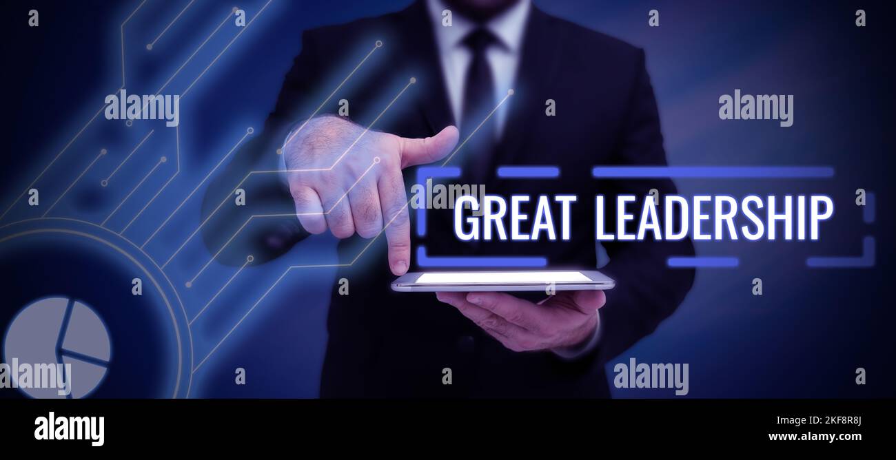 Sign displaying Great Leadership. Business showcase motivating showing ...
