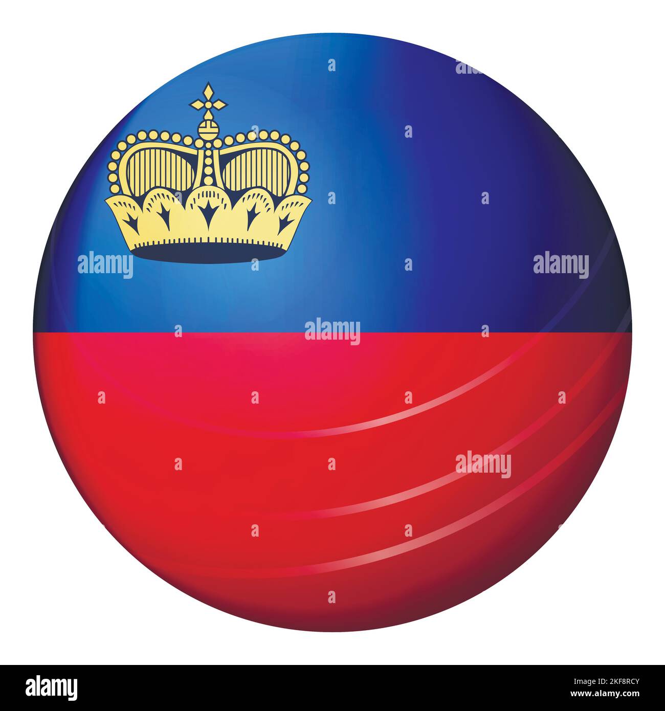 Glass light ball with flag of Liechtenstein. Round sphere, template ...